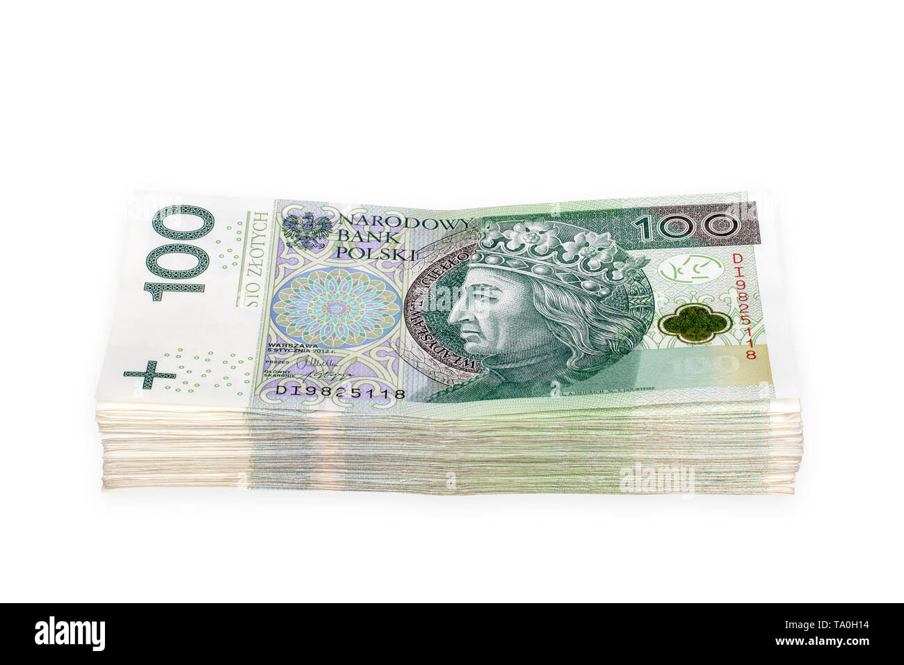 Bundle of polish 100 zloty banknotes. Isolated on white. Clipping Path ...