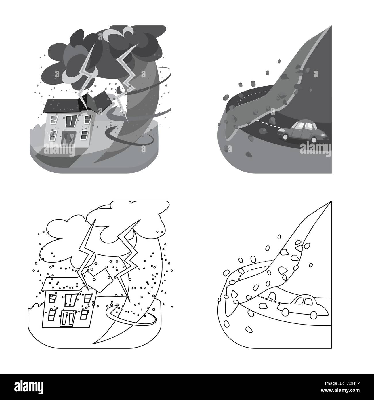 Vector design of weather and distress icon. Set of weather and crash ...