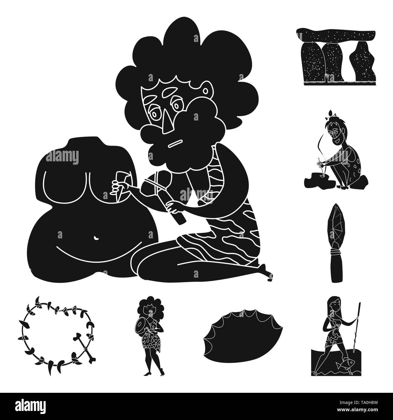 man,stone,arrow,necklace,woman,flint,primeval,monolith,caveman,spear ...