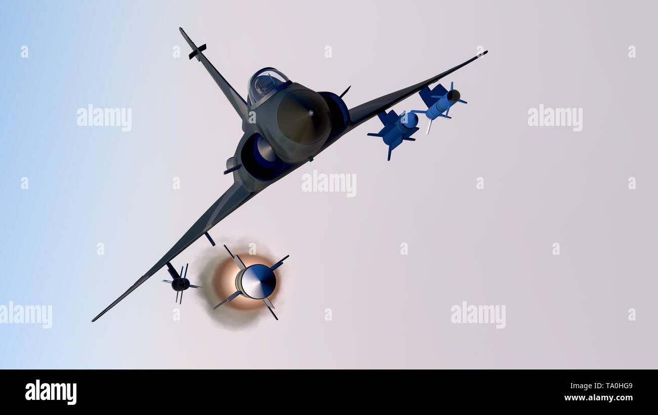 a fighter jet launches a missile (3d rendering Stock Photo - Alamy