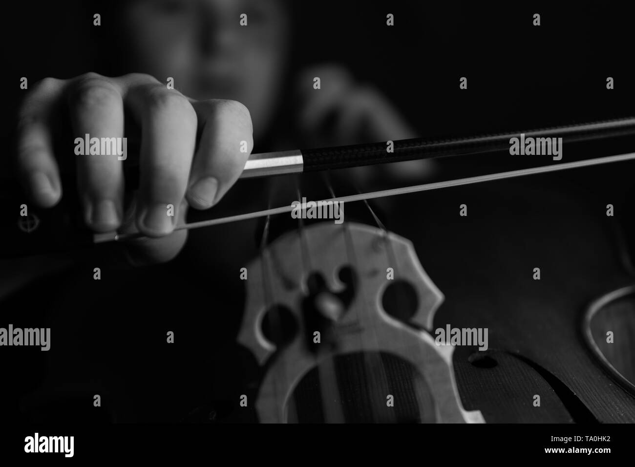 Black and white cello player Black and White Stock Photos & Images - Alamy