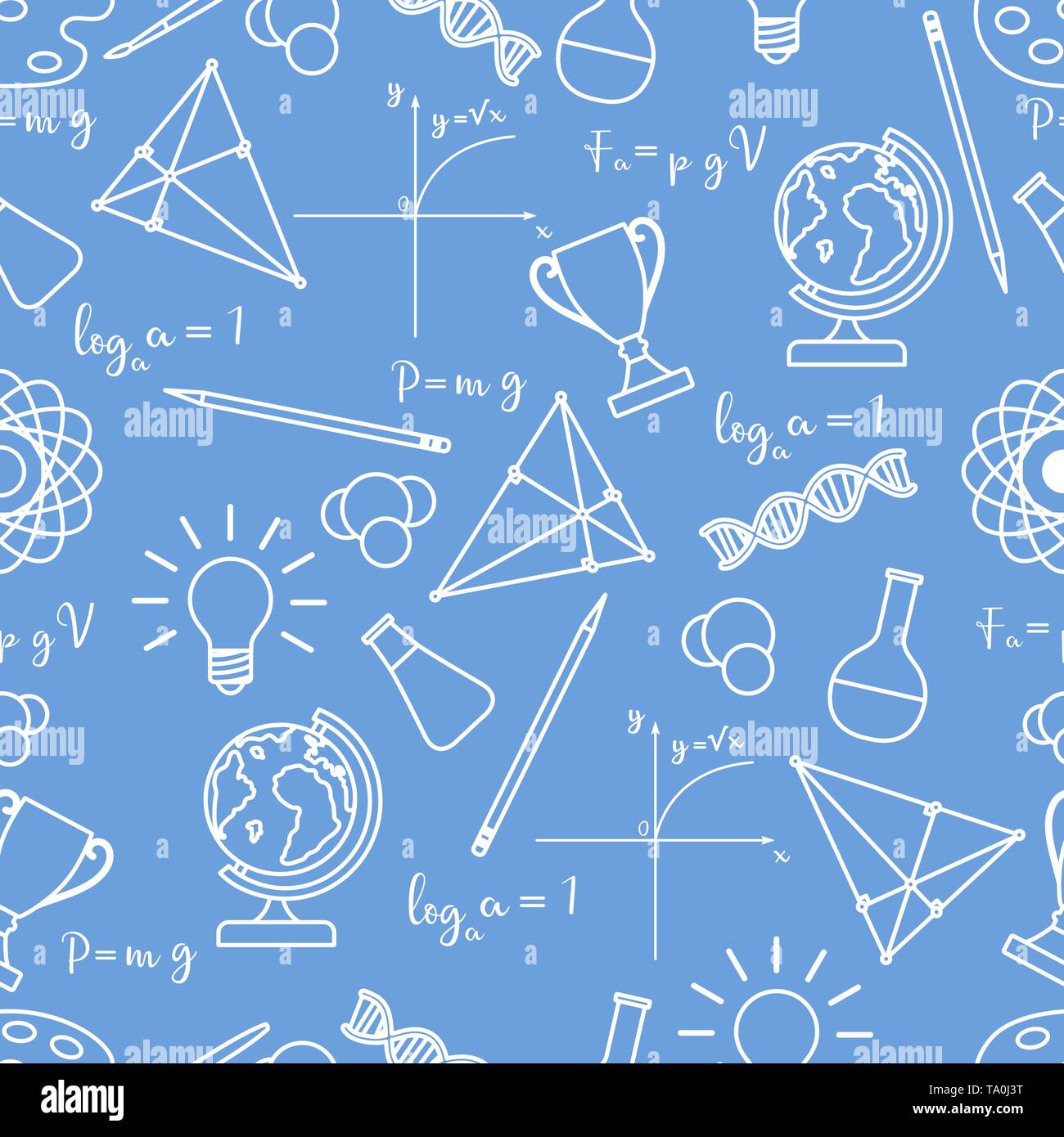 Vector seamless pattern with scientific, education elements: globe ...