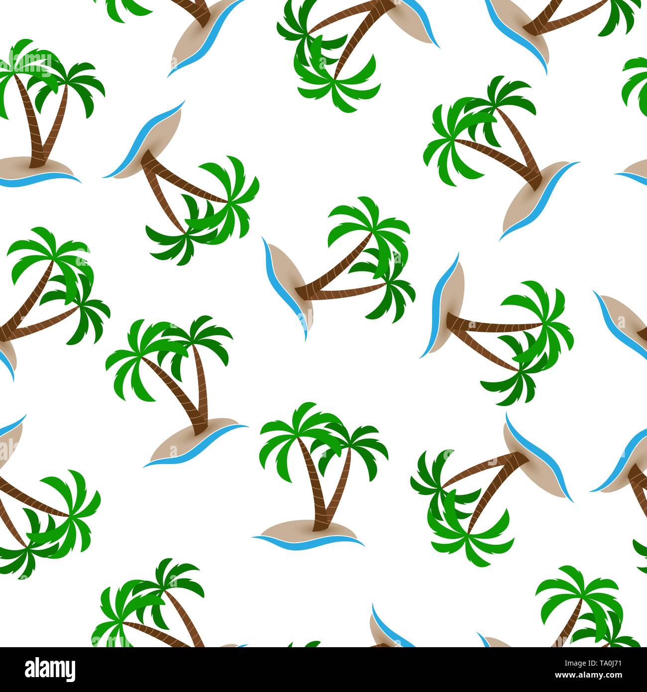 Seamless pattern, island with palm trees in the sea. Design for ...