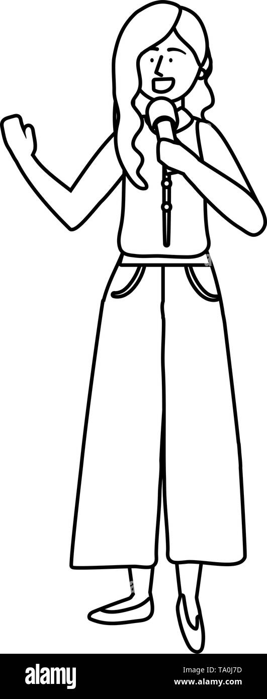 Woman with microphone design, Avatar person human and attractive theme ...