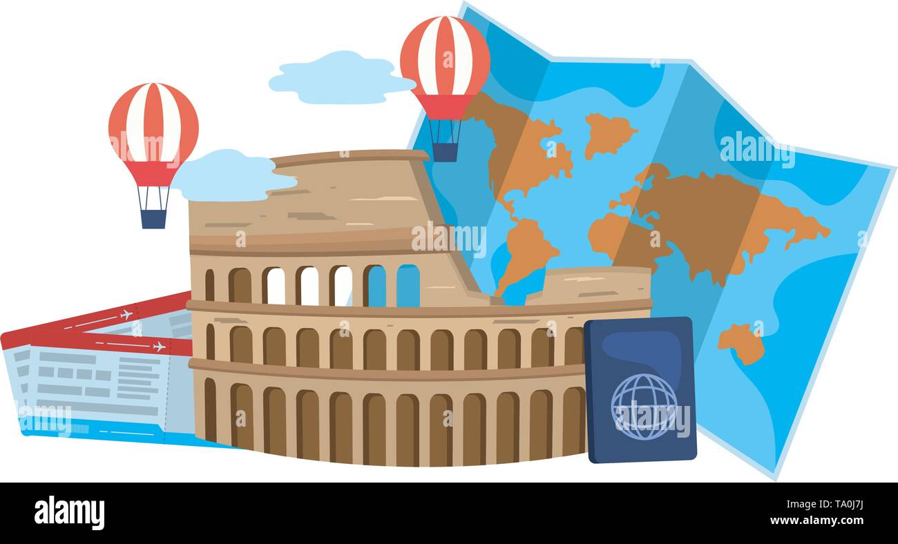 Rome coliseum landmark design, Travel trip vacation tourism journey and ...