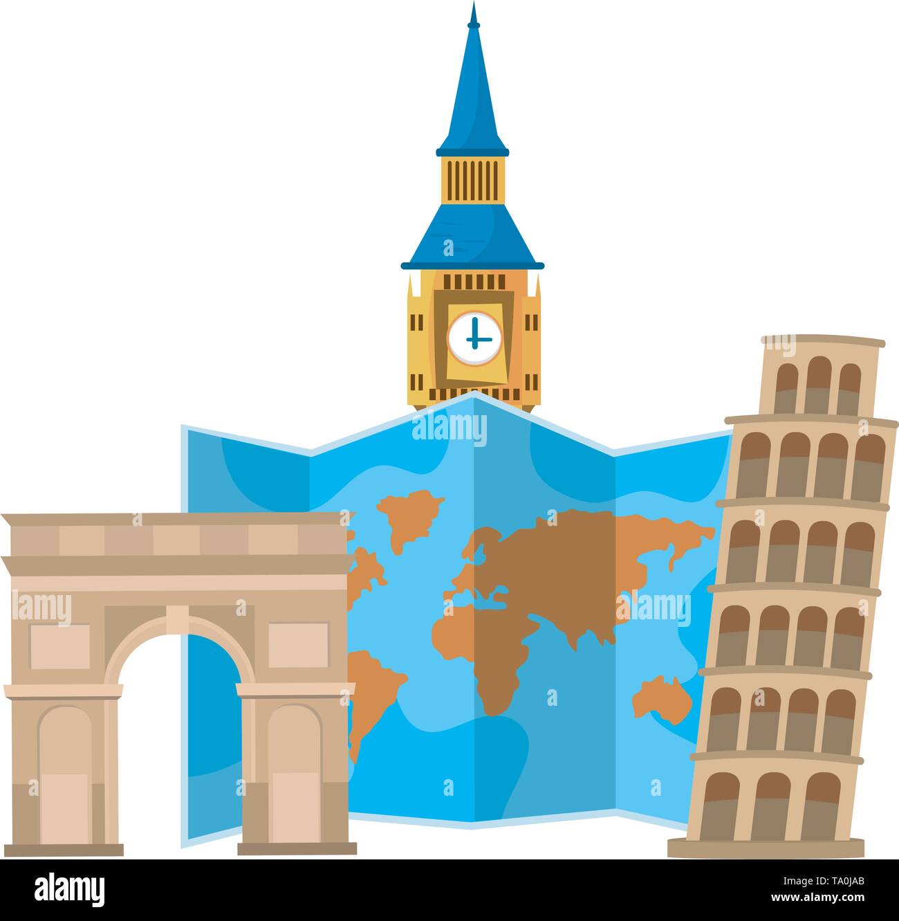 landmark design, Travel trip vacation tourism journey and tourist theme ...