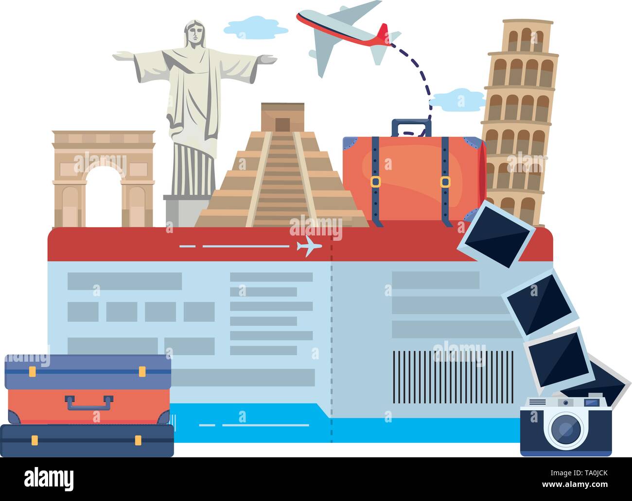 landmark design, Travel trip vacation tourism journey and tourist theme ...