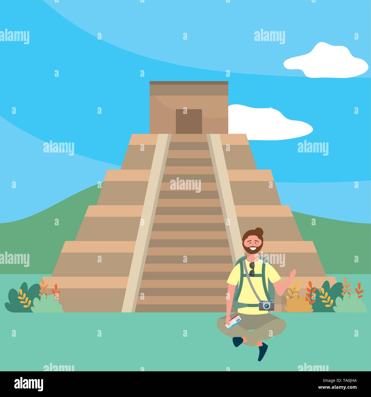 Kukulkan pyramid landmark design, Travel trip vacation tourism journey ...