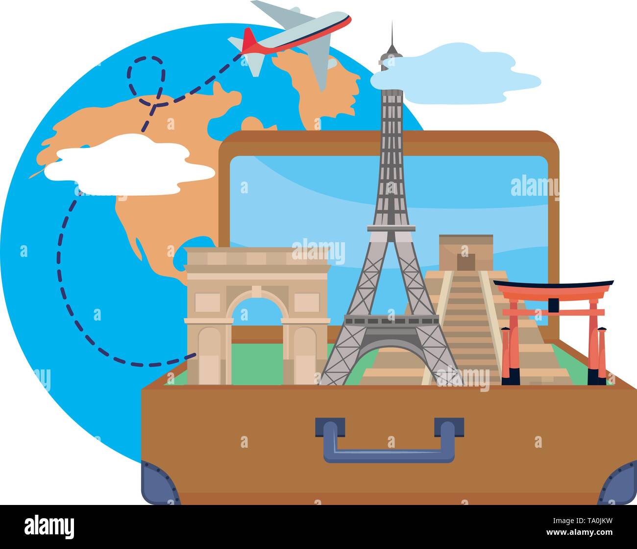 landmark design, Travel trip vacation tourism journey and tourist theme ...