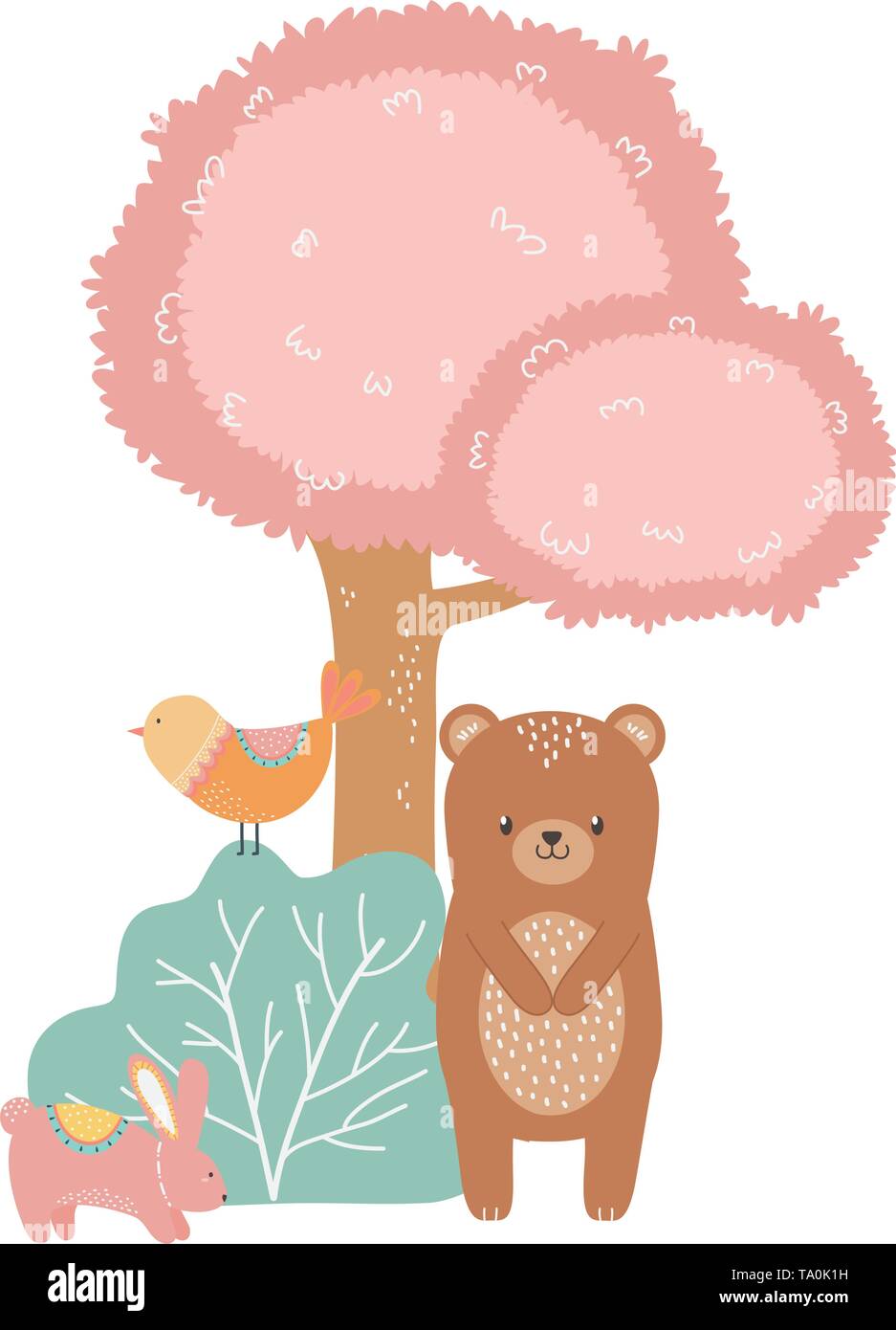 Bear and bird cartoon design, Animal cute zoo life nature and fauna ...