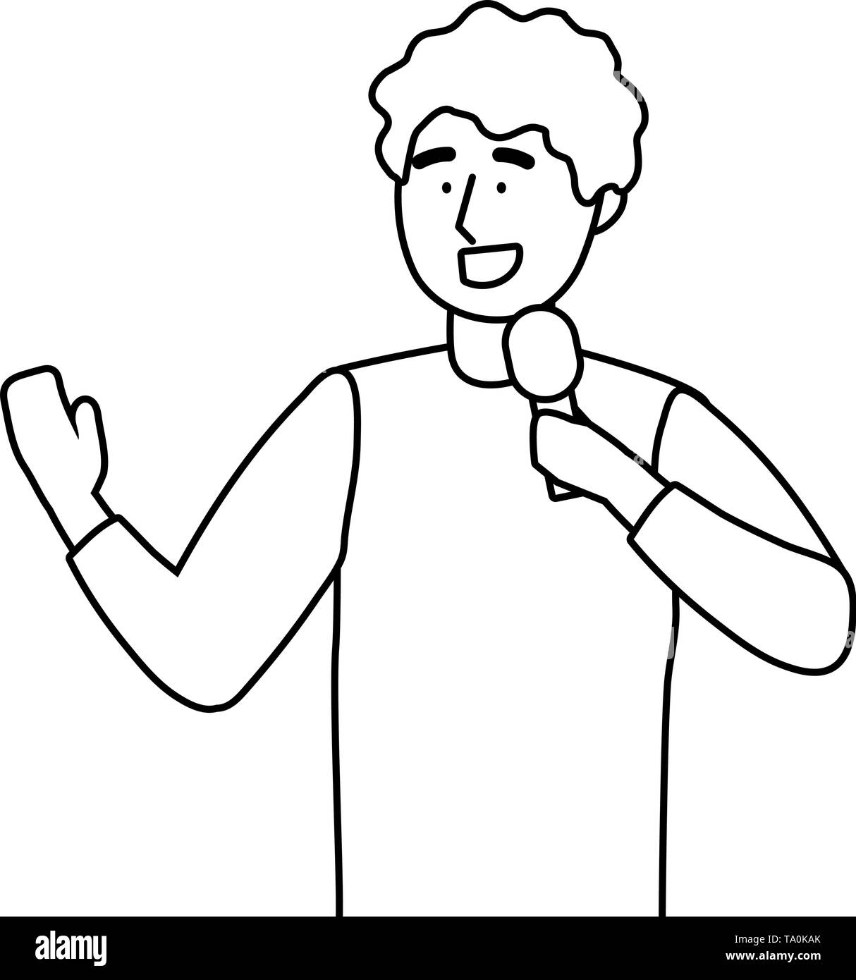 Man with microphone design, Avatar person human and attractive theme ...