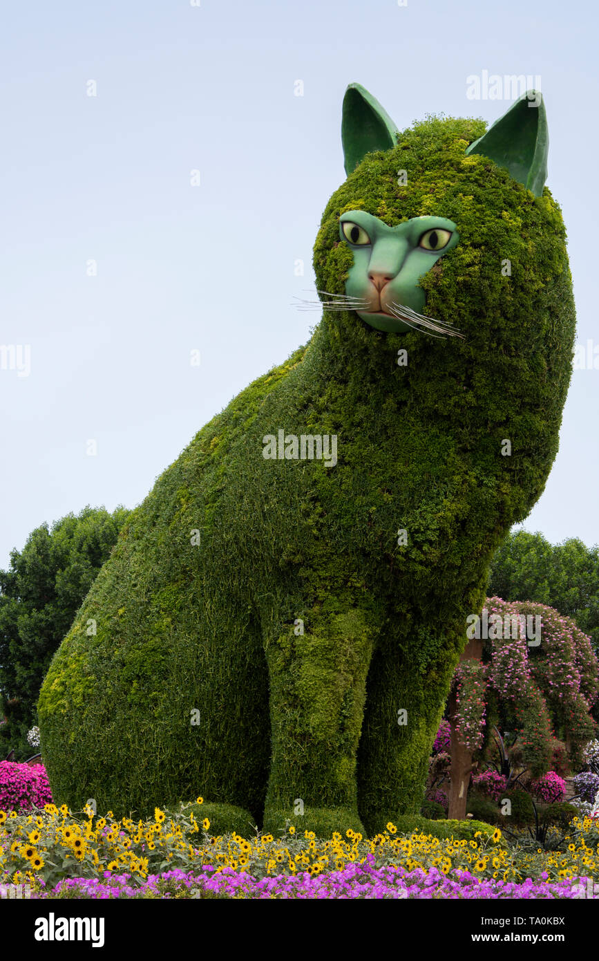 United Arab Emirates, Dubai, Miracle Gardens. Giant plant covered cats ...