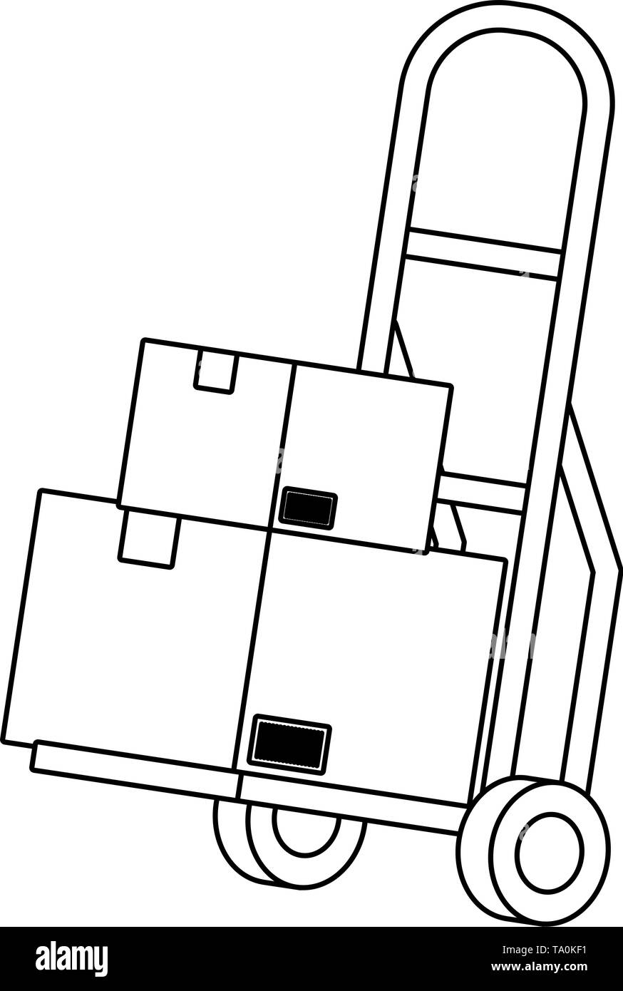 pushcart with box icon cartoon vector illustration graphic design Stock ...