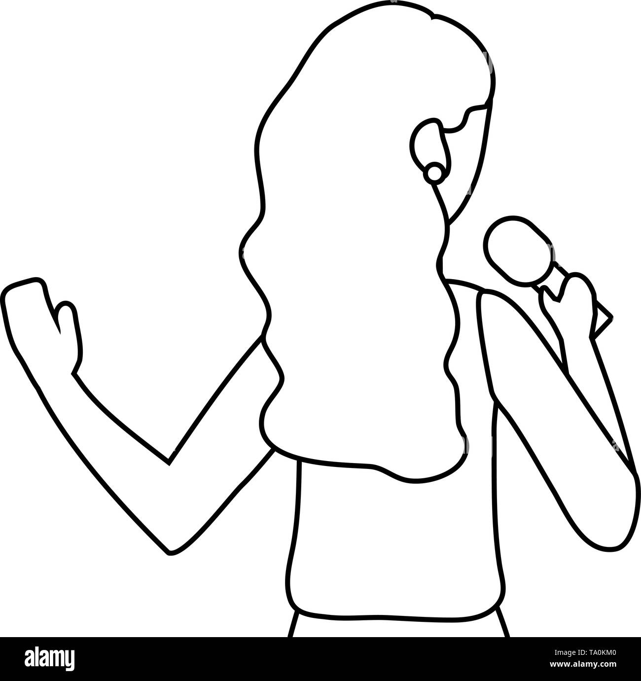 Woman with microphone design, Avatar person human and attractive theme ...