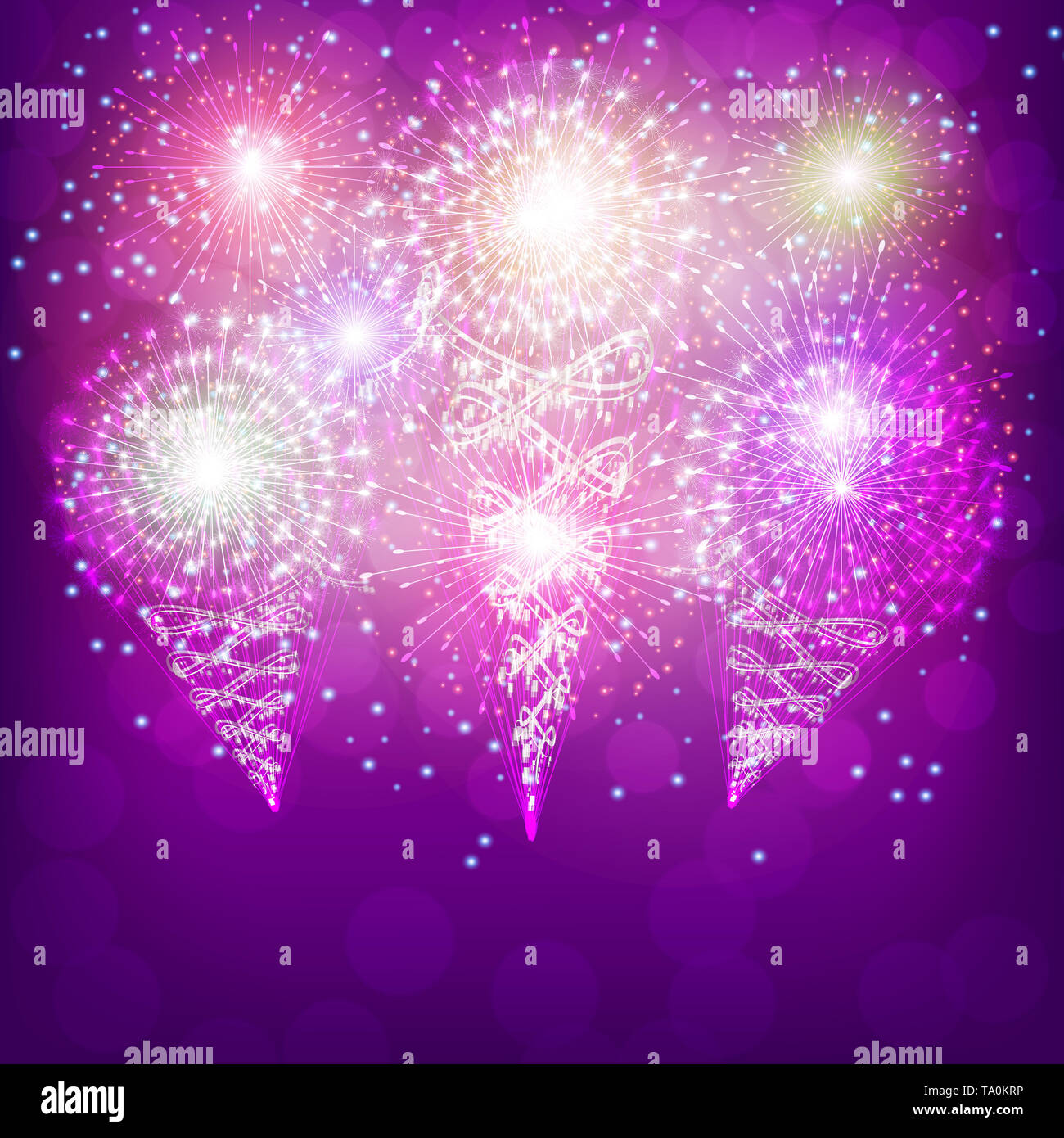 Brightly Lilac Fireworks. Holiday fireworks background. Illustration of ...