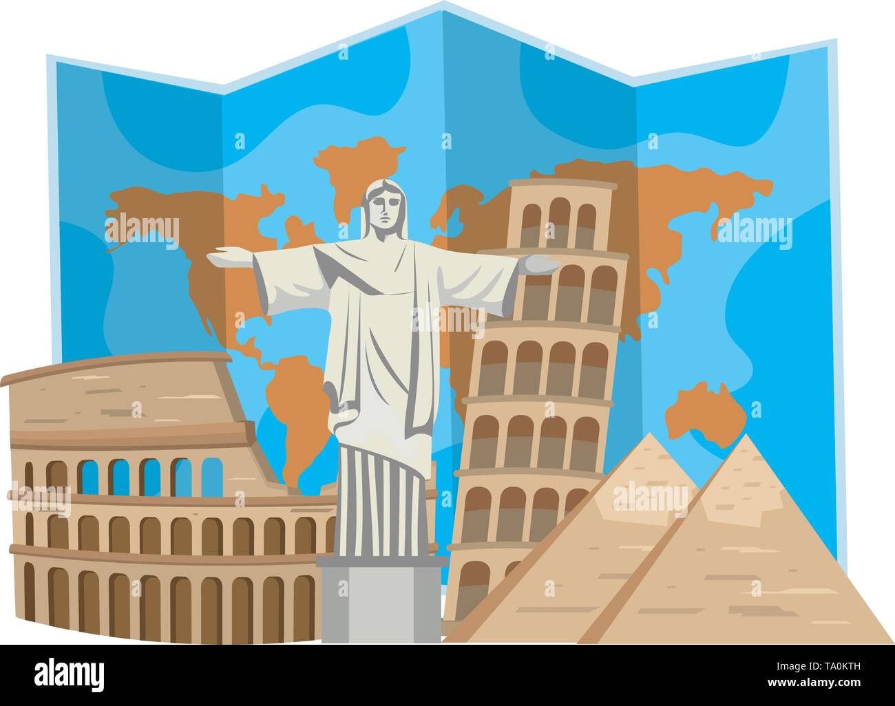 landmark design, Travel trip vacation tourism journey and tourist theme ...