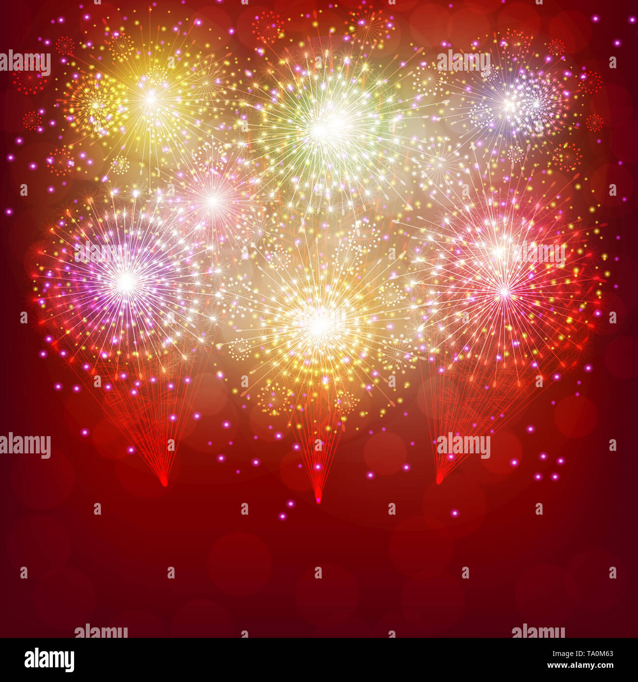 Brightly Red Fireworks. Holiday fireworks background. Illustration of ...