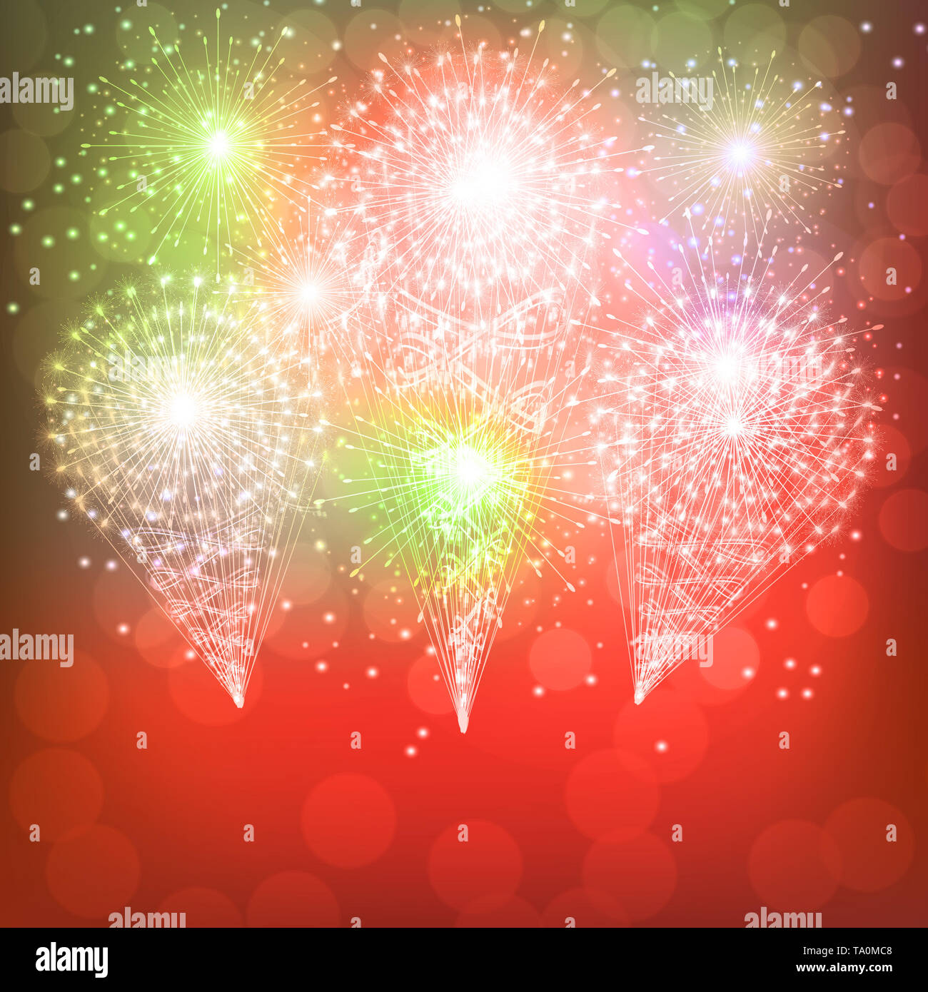Brightly Red Fireworks. Holiday fireworks background. Illustration of ...