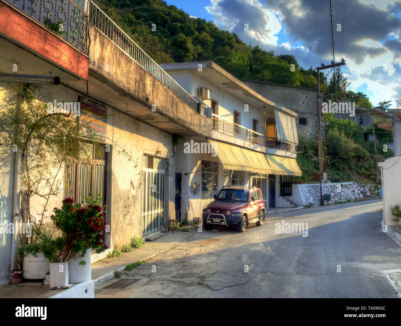 Everyday life at the island Crete in Greece in the summer Stock Photo ...