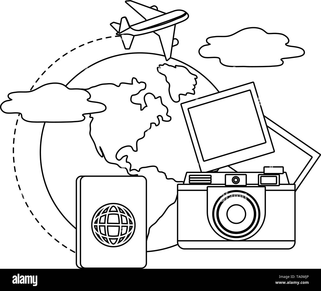 Travel icon set design, Trip vacation tourism journey tourist ...