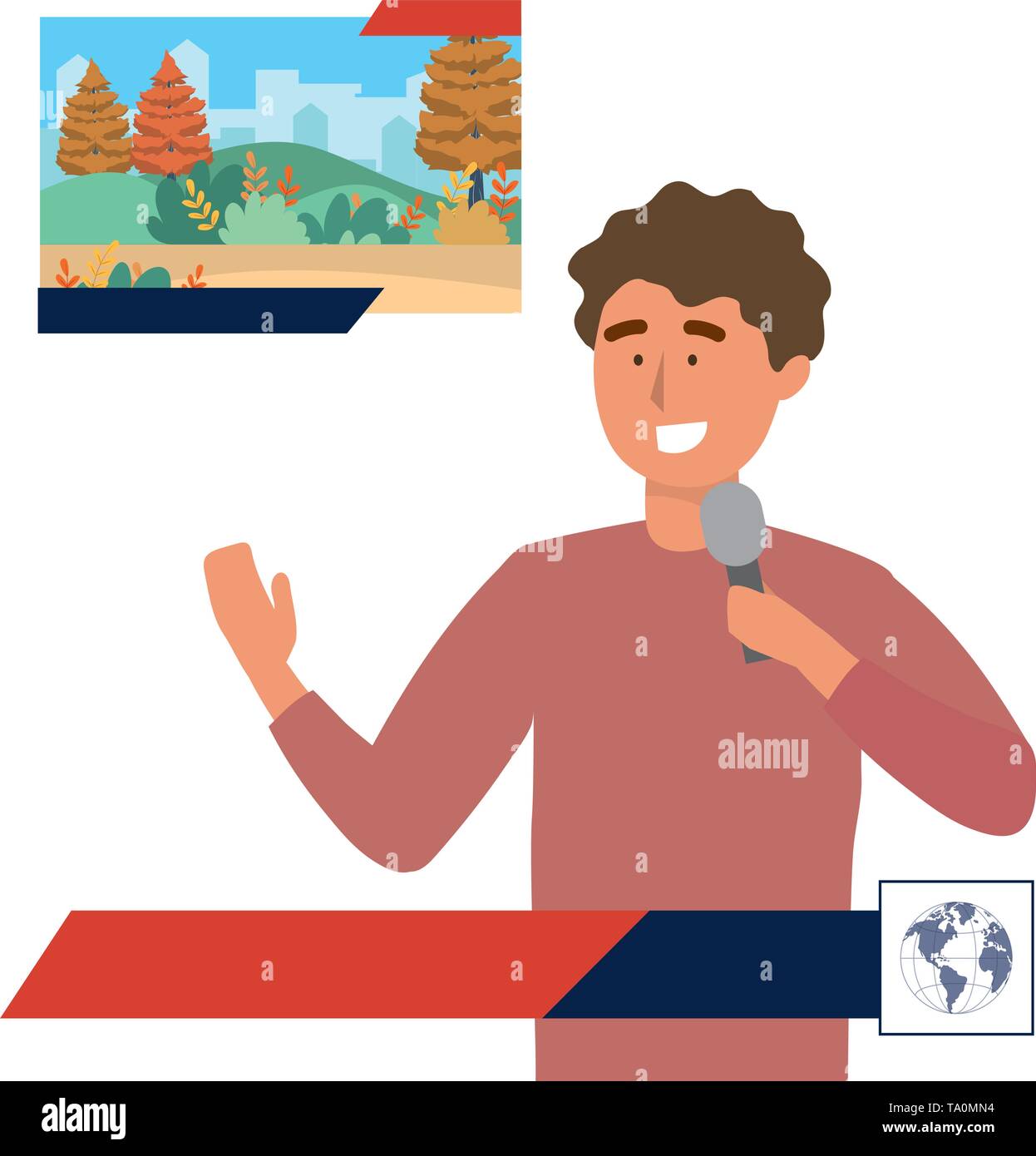 Man and microphone design, News media communication journalism ...