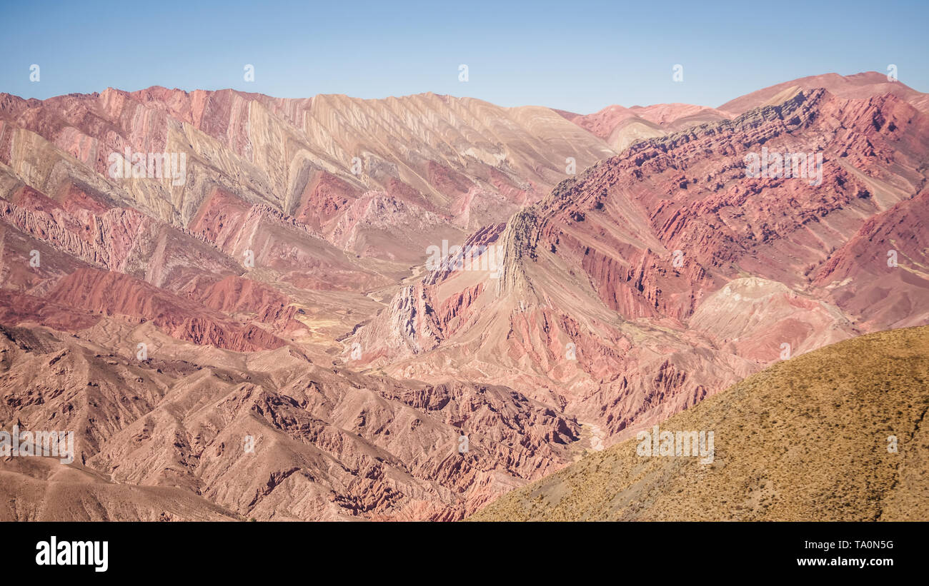 Panoramic view of the Hornocal or mountain of the 14 colors in ...