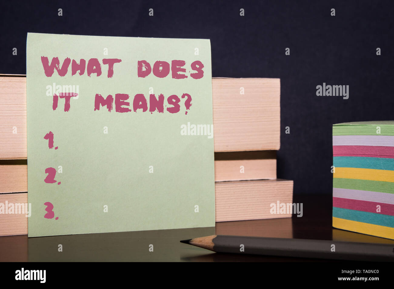 Conceptual hand writing showing What Does It Means question. Concept ...