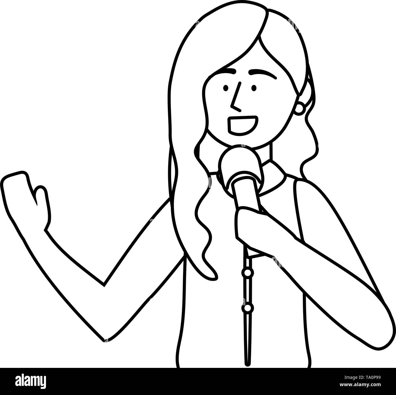 Woman with microphone design, Avatar person human and attractive theme ...