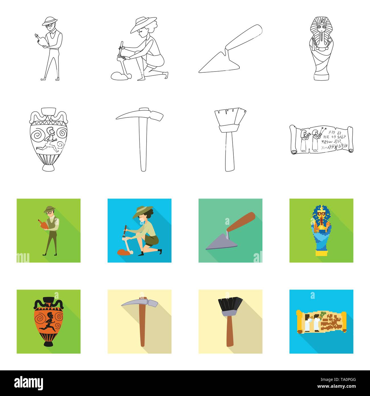 archaeologist,tool,sarcophagus,amphora,pickaxe,brush,scroll,human,girl ...