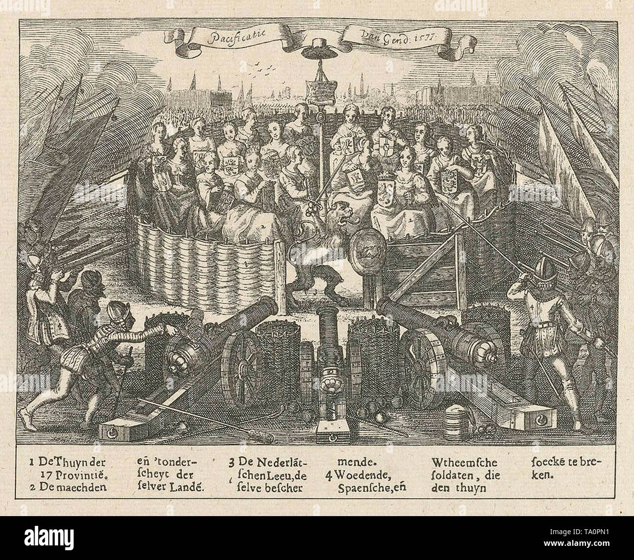 Adriaen van de Venne - allegory depicting pacification ghent Stock ...