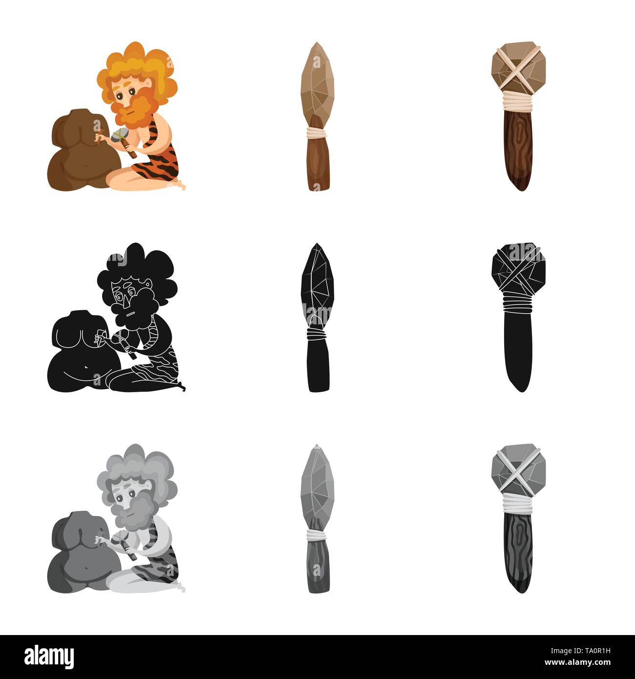 Isolated object of evolution and prehistory sign. Collection of ...