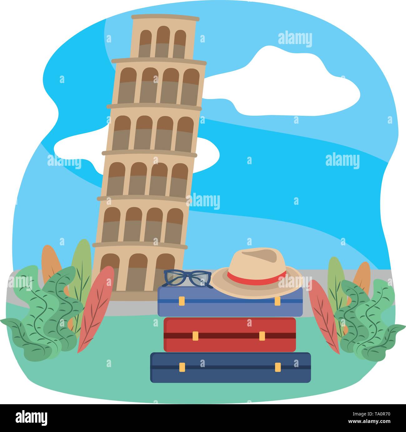 Pisa tower landmark design, Travel trip vacation tourism journey and ...