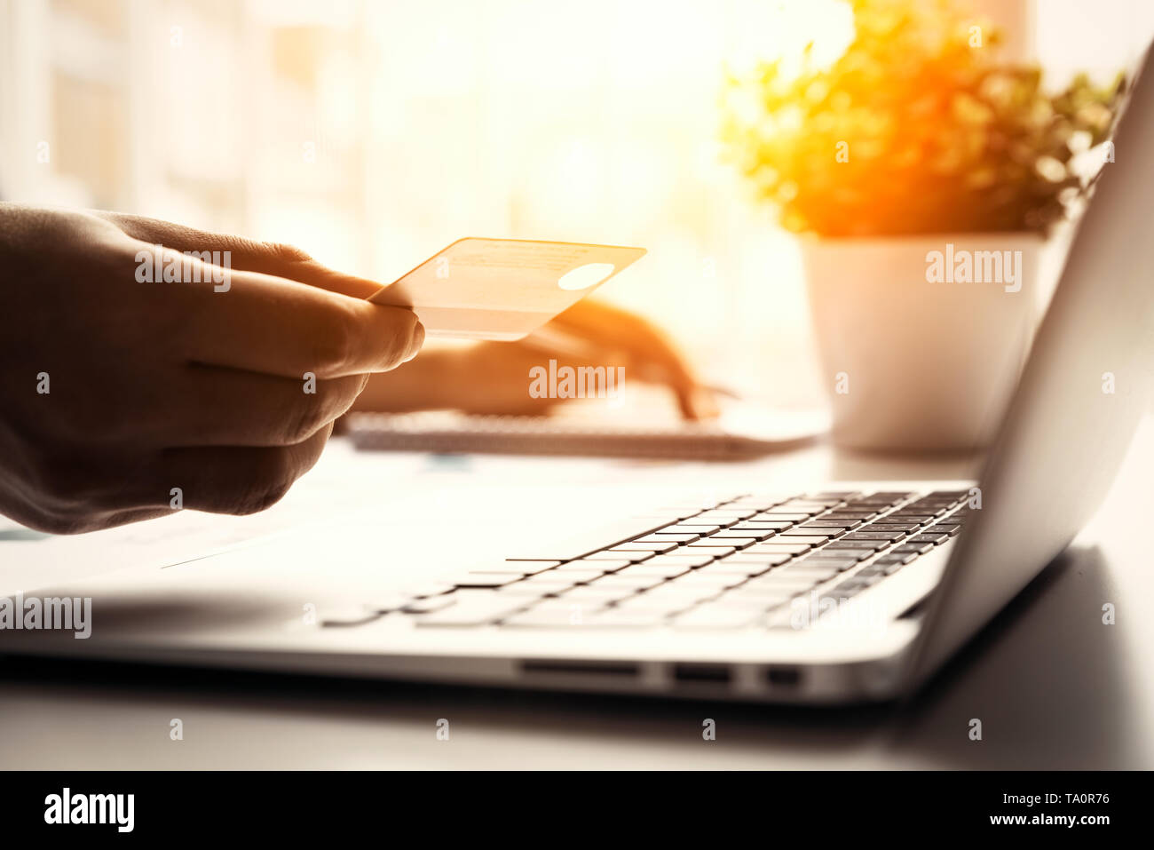 Man using credit card while internet shopping. Credit card online ...