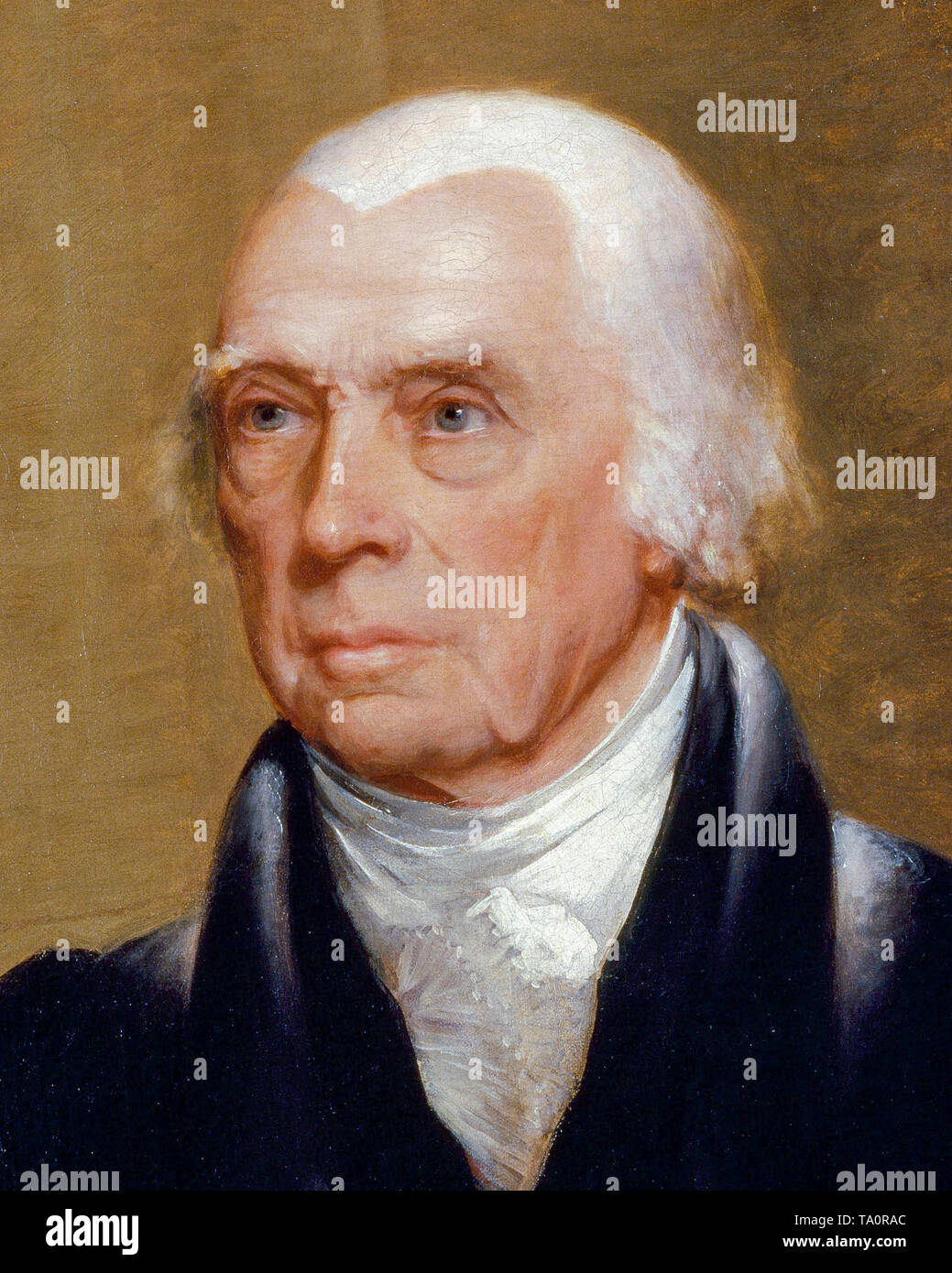 James Madison, portrait painting (detail) by Chester Harding c. 1829 ...