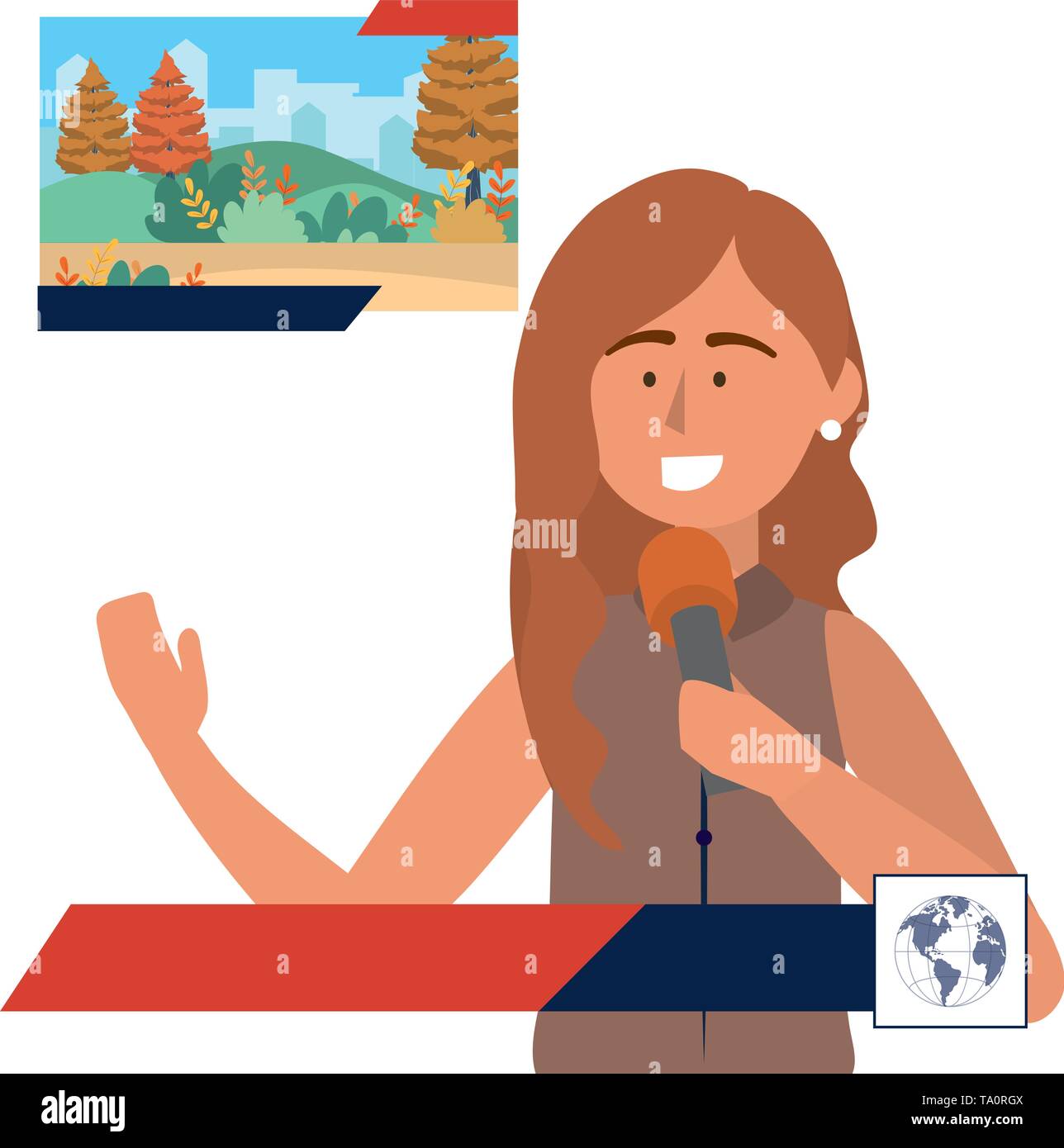 Woman and microphone design, News media communication journalism ...