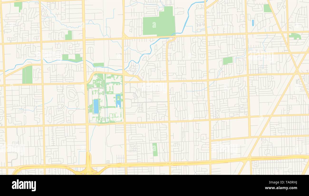 Empty vector map of Warren, Michigan, USA, printable road map created ...