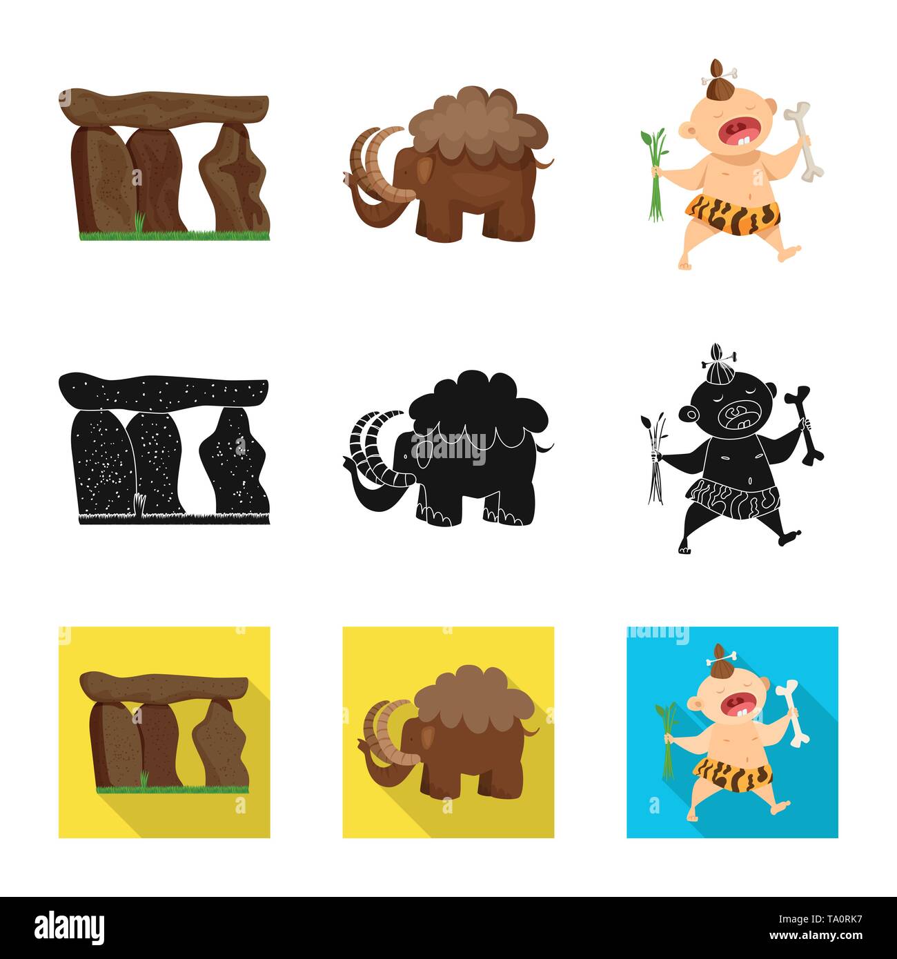 Vector illustration of evolution and prehistory logo. Set of evolution ...