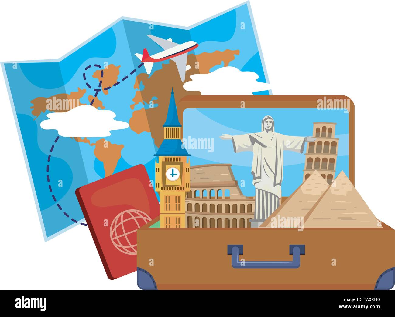 landmark design, Travel trip vacation tourism journey and tourist theme ...