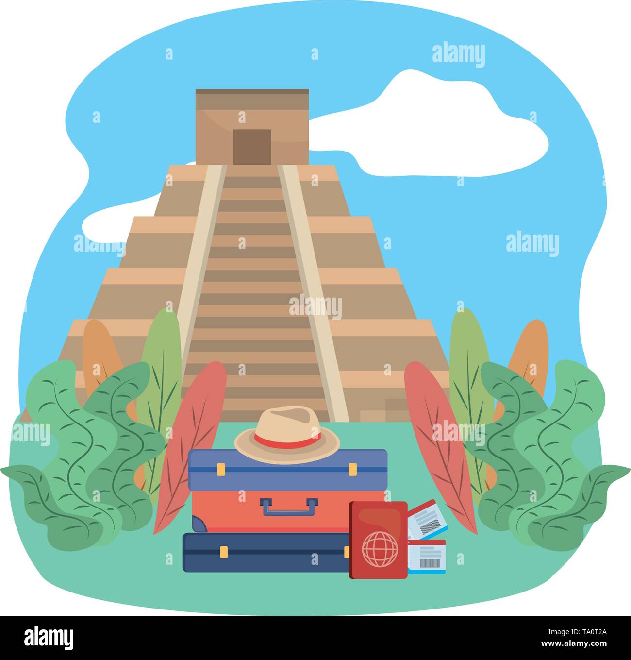 Kukulkan pyramid landmark design, Travel trip vacation tourism journey ...