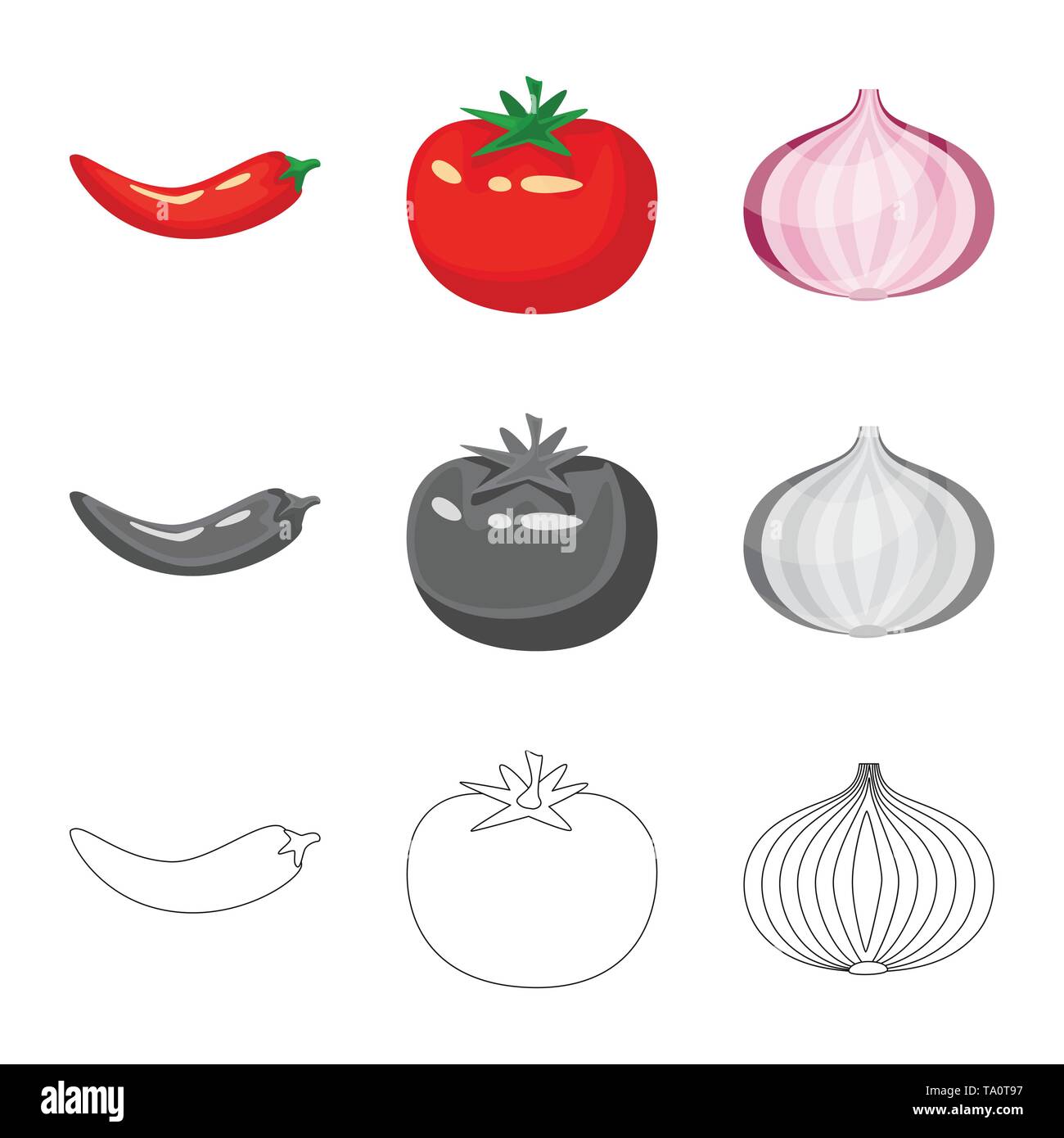 Vector design of taste and product symbol. Set of taste and cooking ...