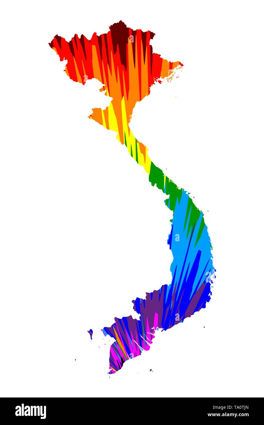 Vietnam - map is designed rainbow abstract colorful pattern, Socialist ...