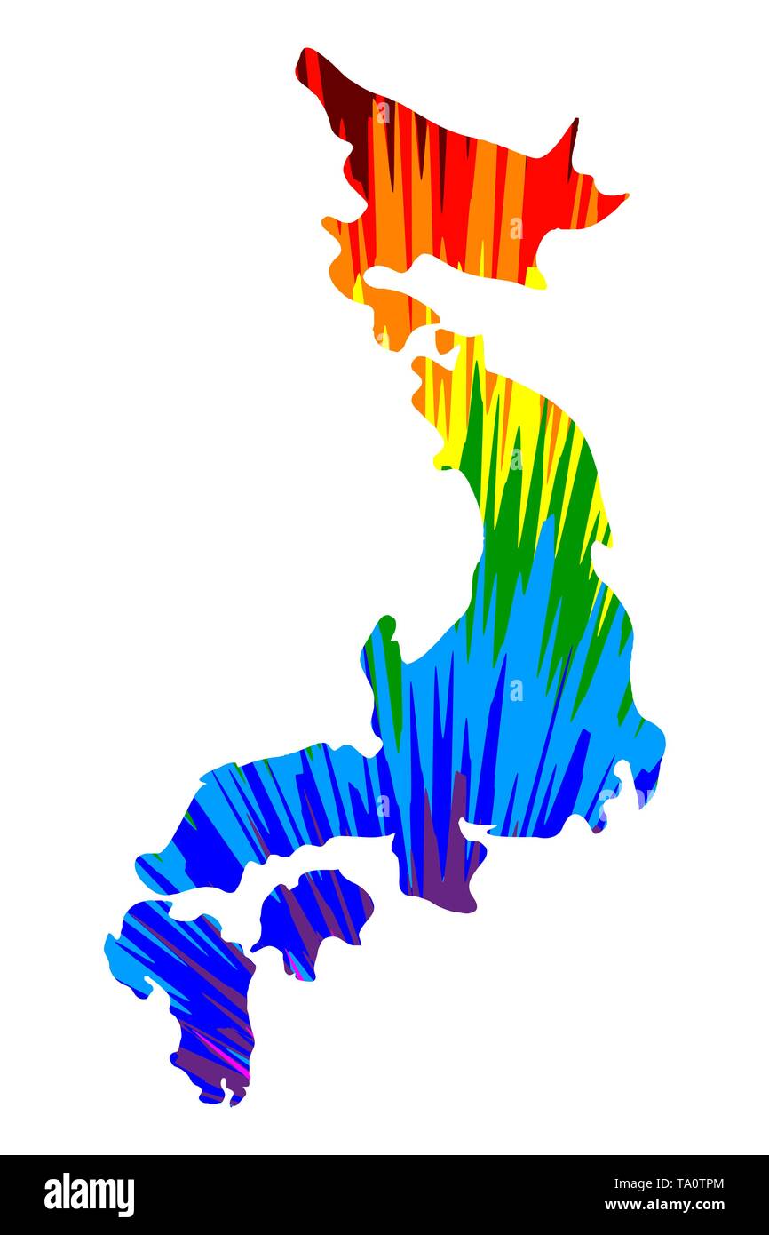 Japan - map is designed rainbow abstract colorful pattern, Japan ...