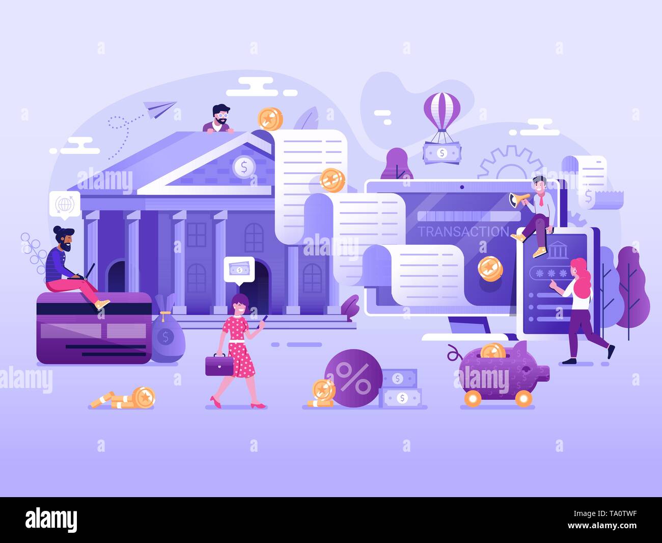 Online Payment and Digital Transaction Concept Stock Vector Image & Art ...