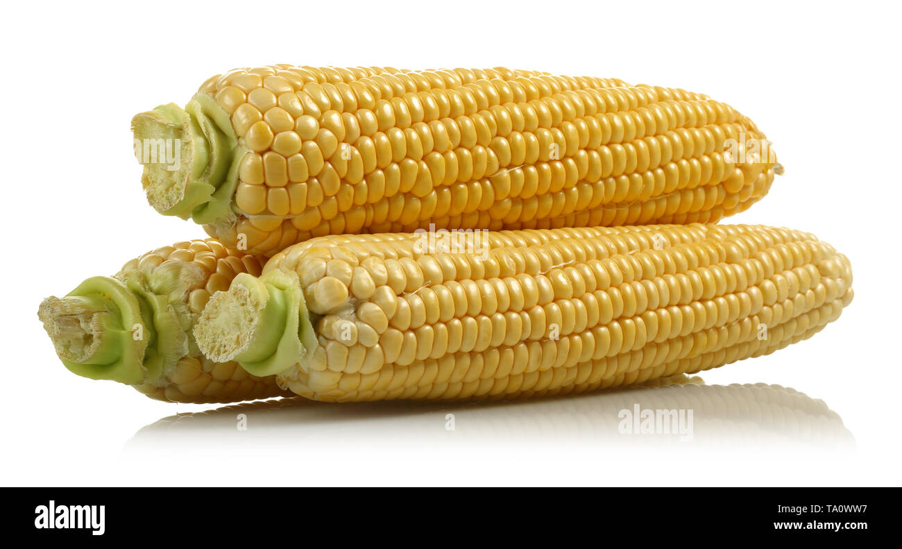 Fresh corns isolated on a white background Stock Photo - Alamy