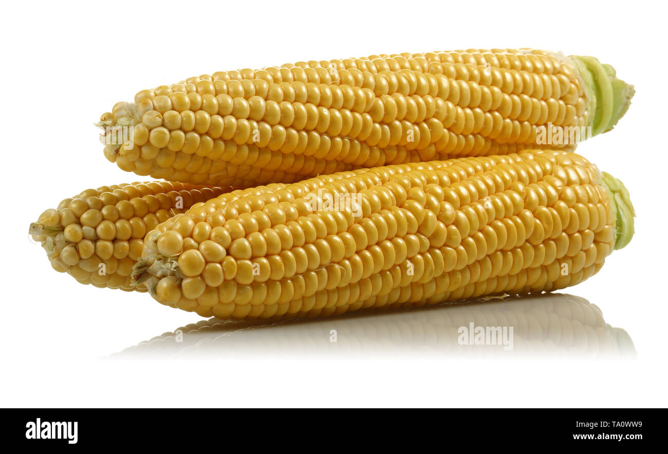 Fresh corns isolated on a white background Stock Photo - Alamy