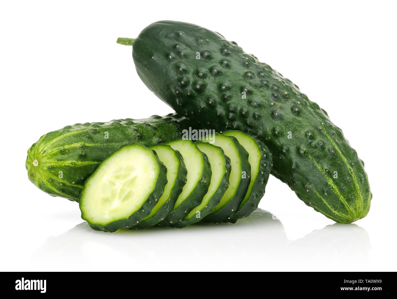 Fresh cucumber slices isolated on white background Stock Photo - Alamy