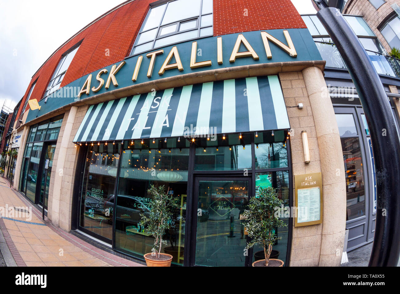 Ask Italian Restaurant, fisheye view Stock Photo - Alamy