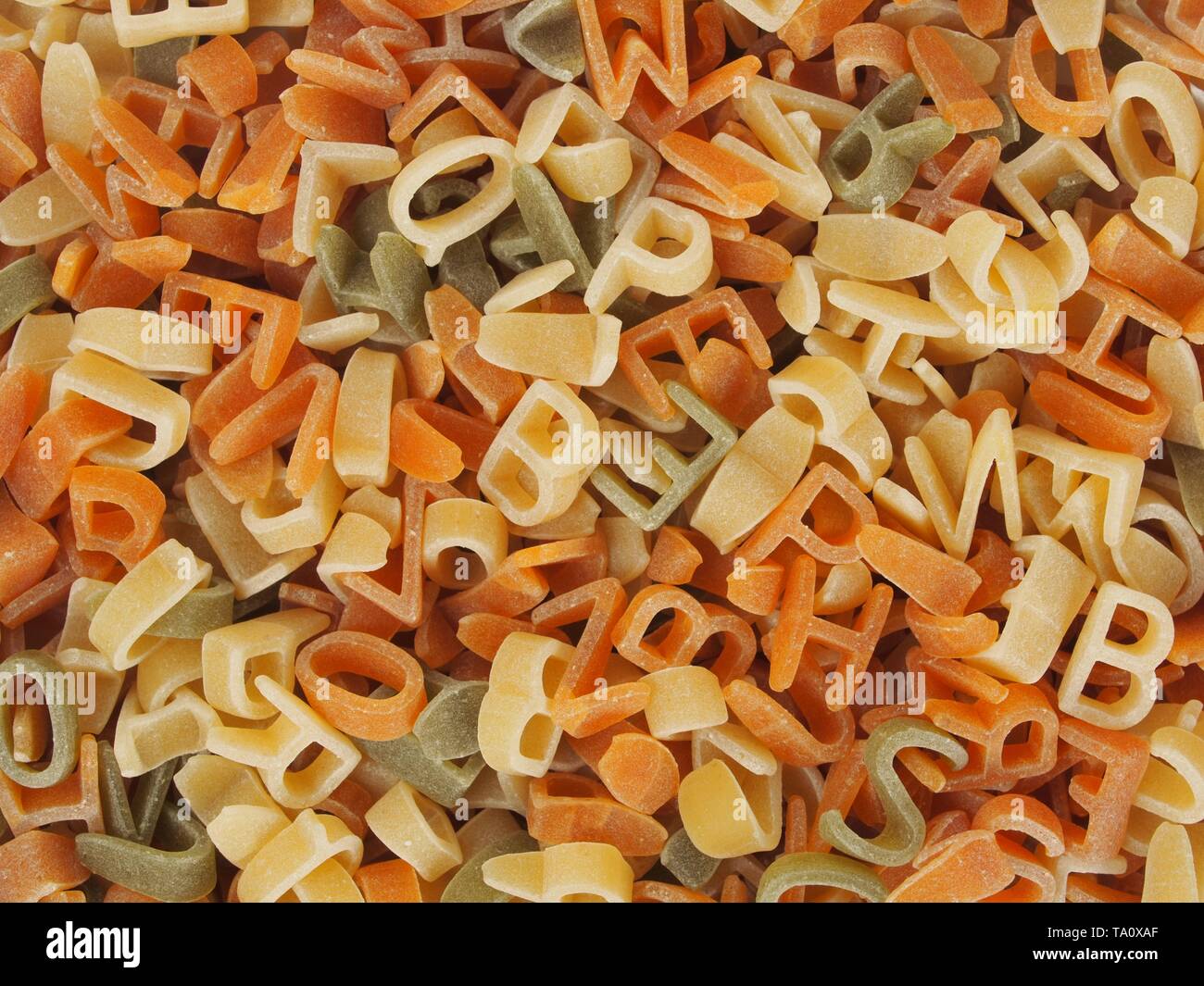 Close up of pasta made from letters Stock Photo - Alamy