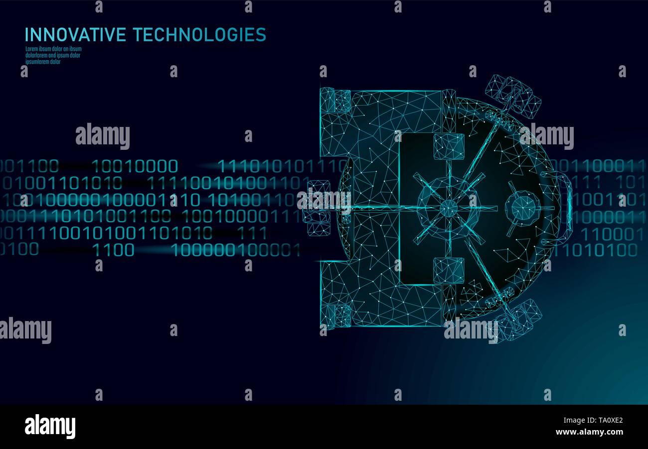 Low poly blue banking vault door. Privacy data safety storage. 3D ...