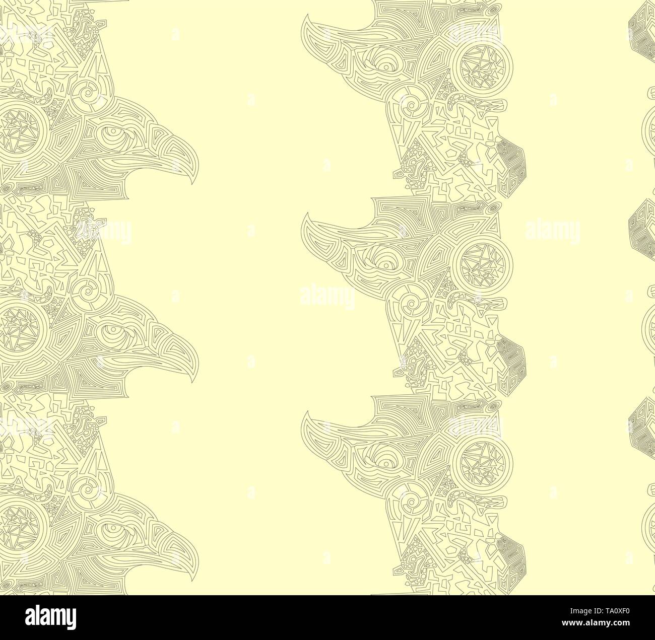 Vector beige background with drawn eagles. Seamless texture Stock ...